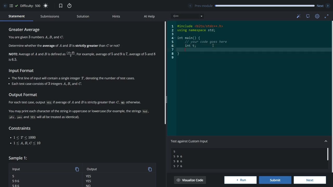 1. Greater Average | #easy #codechef #competitiveprogramming #coding #problemsolving