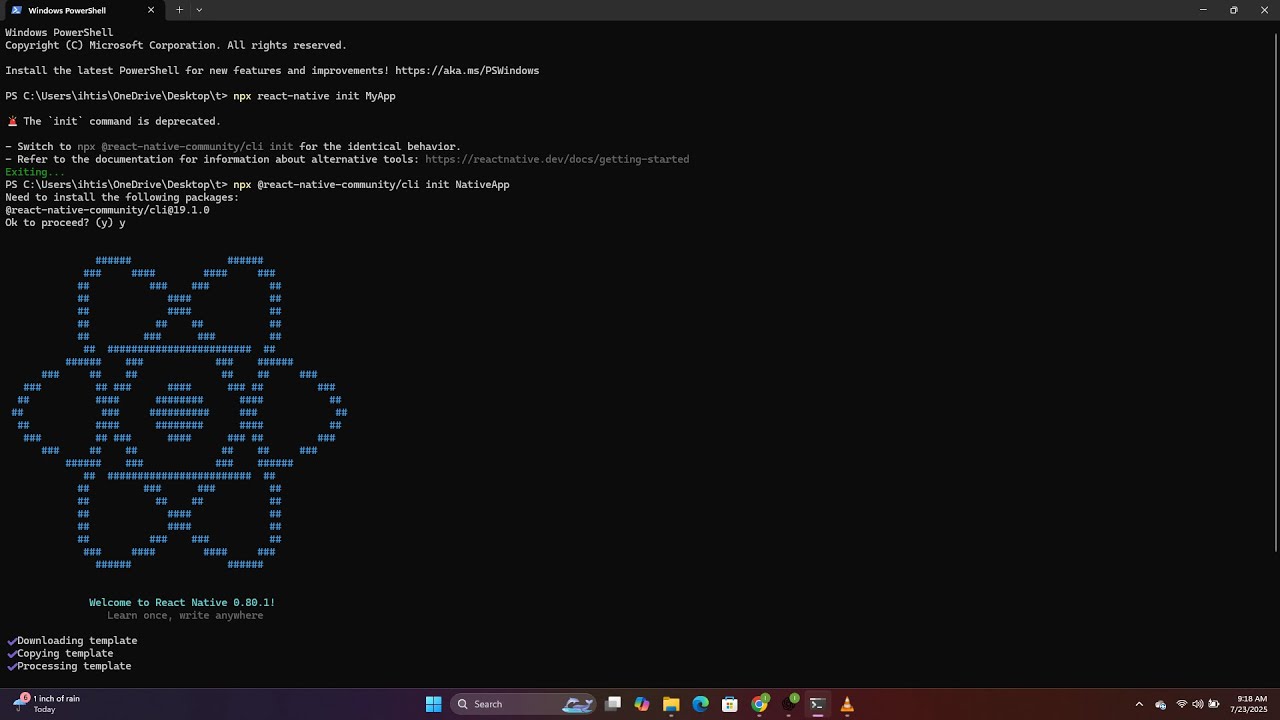 Fix npx react-native init AppName error