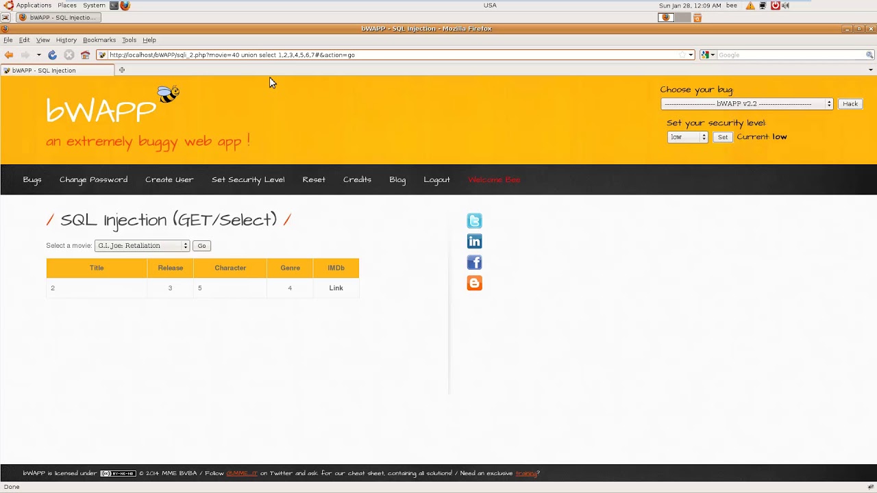 13 - bWAPP Tutorials - SQL Injection(GET/Select)