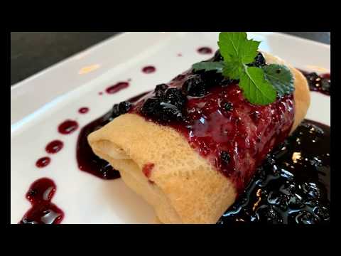 Vegan Blintzes Crepes with Tofu Ricotta & Blueberry Sauce