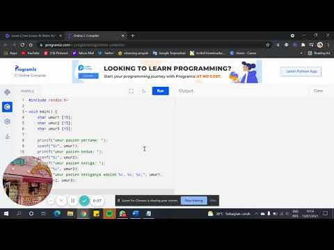 Bagaimana cara mendata umur (bahasa C) menggunakan online compiler (Programiz)