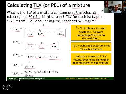Calculating the TLV / PEL of a Mixture