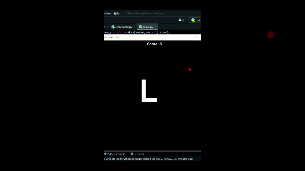 #codingtutorial 🐍 𝗖𝗹𝗮𝘀𝘀𝗶𝗰 𝗦𝗻𝗮𝗸𝗲 𝗚𝗮𝗺𝗲 𝗶𝗻 𝗣𝘆𝘁𝗵𝗼𝗻 𝘂𝘀𝗶𝗻𝗴 𝘁𝗵𝗲 𝗧𝘂𝗿𝘁𝗹𝗲 𝗺𝗼𝗱𝘂𝗹𝗲! 🎮🐢