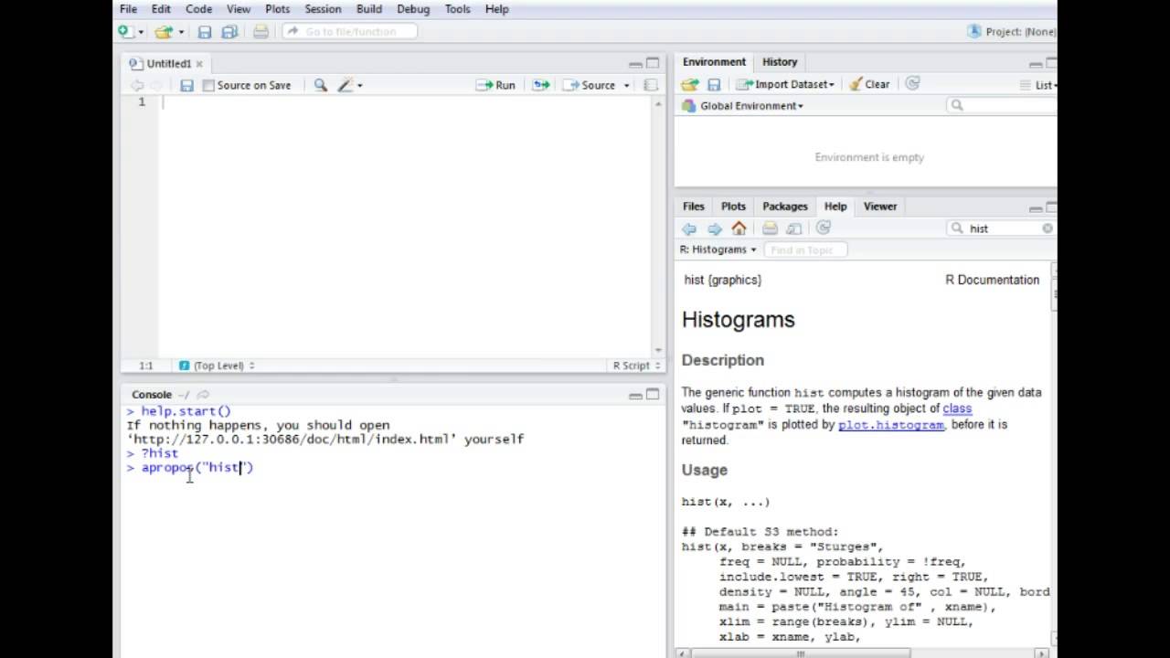 R tutorials - R help function