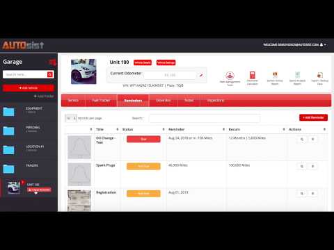Easily Setup Reminders for your Fleet - AUTOsist Fleet Maintenance and Management Software