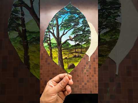 இலை ல Painting பண்ணுனேன் Semma Result | Real Leaf Painting #art #acrylicpainting #tamil #leafart