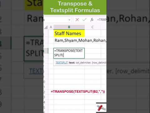 Excel Tip: Transform Your Data with Excel Transpose & Textsplit formula #shorts
