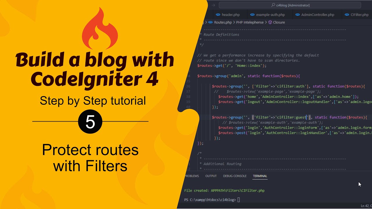 #5. Protecting Routes with Filters in CodeIgniter 4