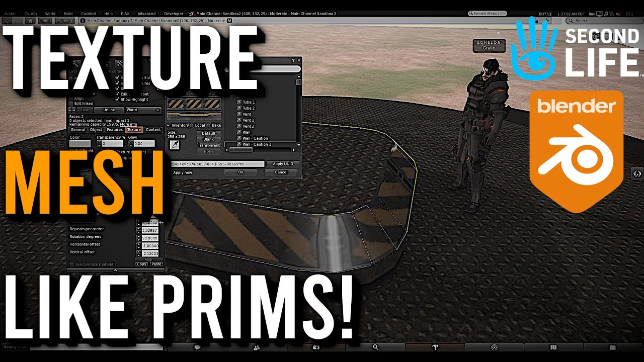 How to Texture Mesh Faces Like Prims (Blender / SecondLife Tutorial)