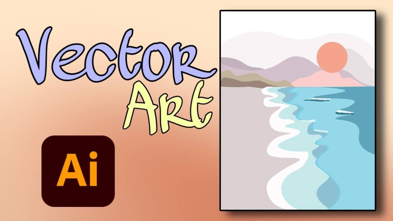 Beach Vector draw in Illustrator | Vector Art | Vector Illustration