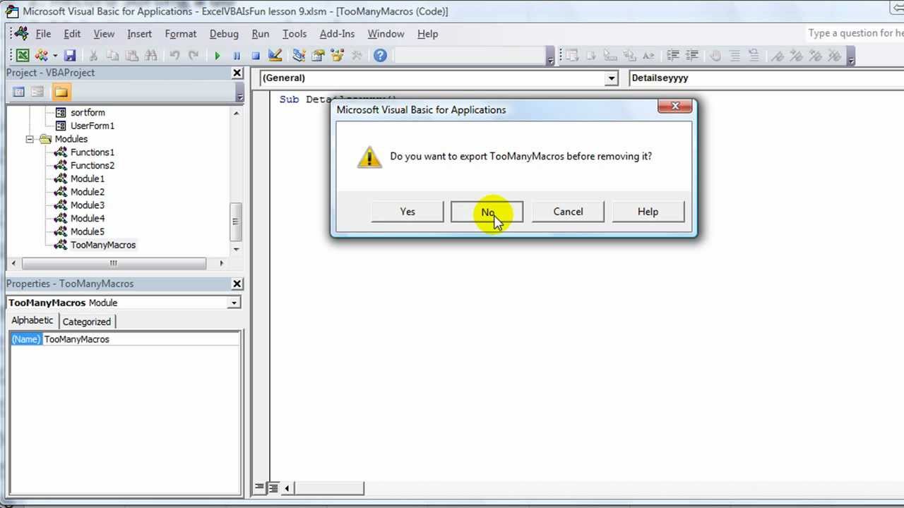 Excel VBA Tips n Tricks #10 How To Remove a Module in VBA Editor