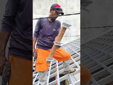simple tool for measuring the installation of light steel roofs #building #construction #satisfying