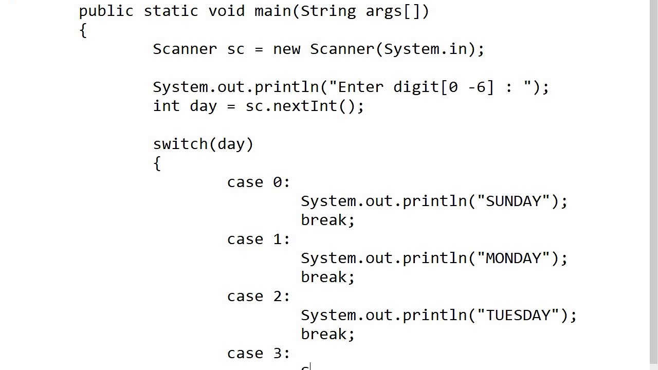 [2020] - Programming in JAVA - Switch Case part1 Practice