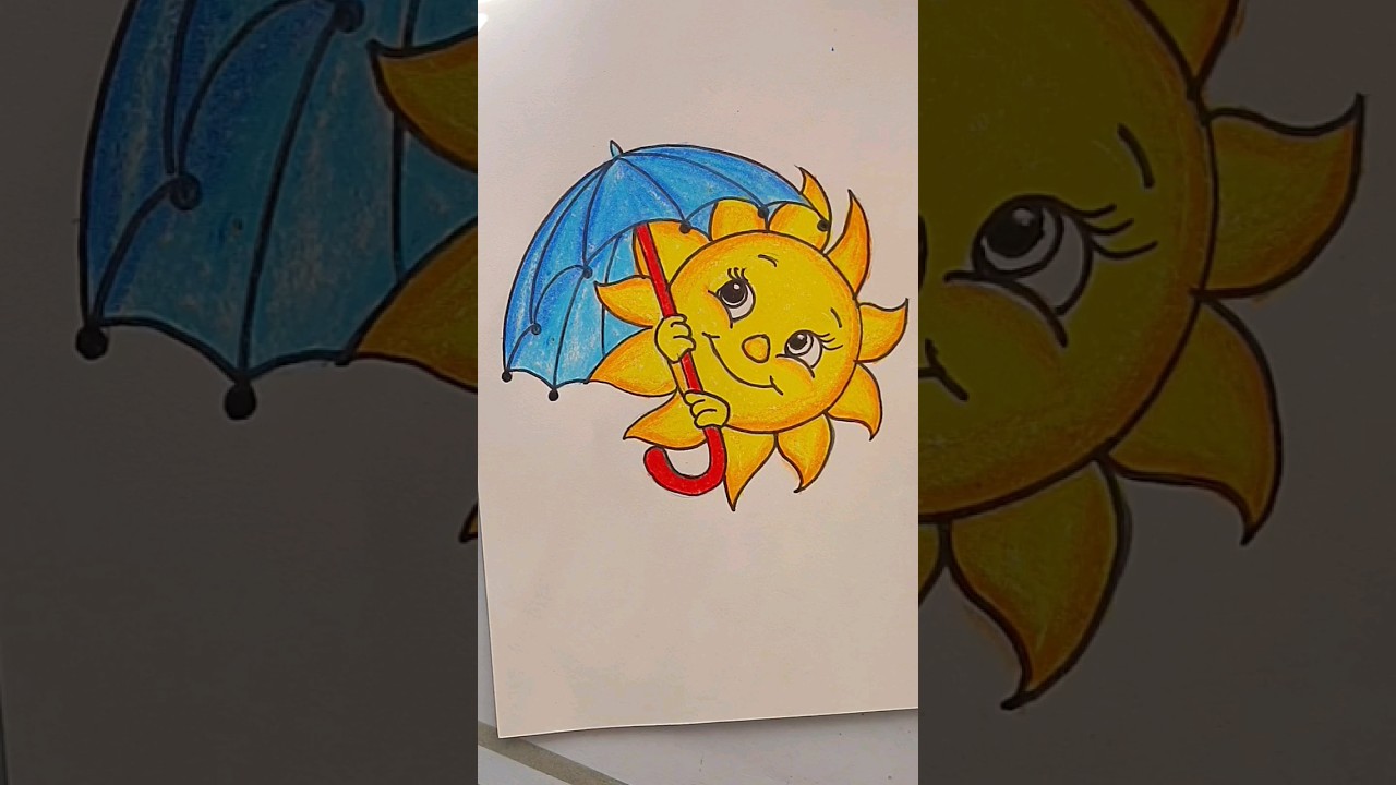 Sun With Umbrella Coloring Tutorial