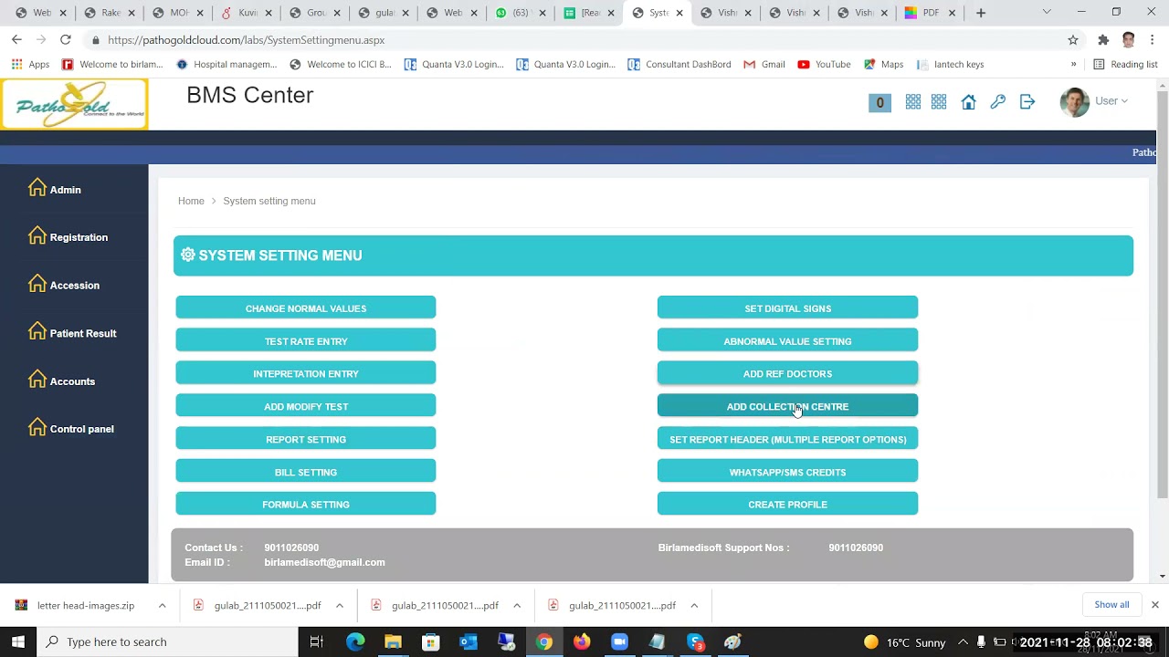 How to create collection centres in PathoGoldCloud, Online Cloud based LIS management software.