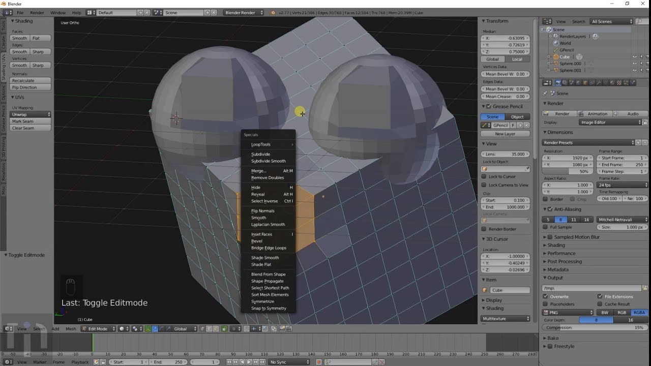 Blender Tutorial #016 : Loop Tools