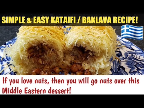 Shredded Phyllo stuffed with nuts & basted in syrup! KATAIFI