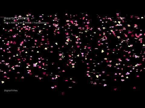 Twitch alerts heart confetti fireworks, animated glitter pink and gold fullscreen stream decoration