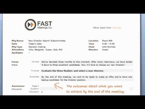 FAST Meetings - World's Best Agenda Template - Instructional Video
