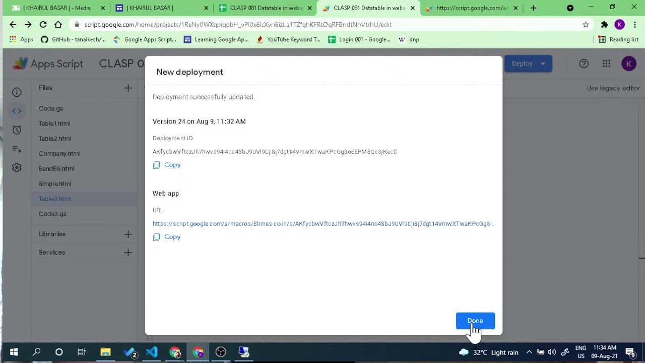 Using Datatable library of Jquery to create HTML table for WebApp