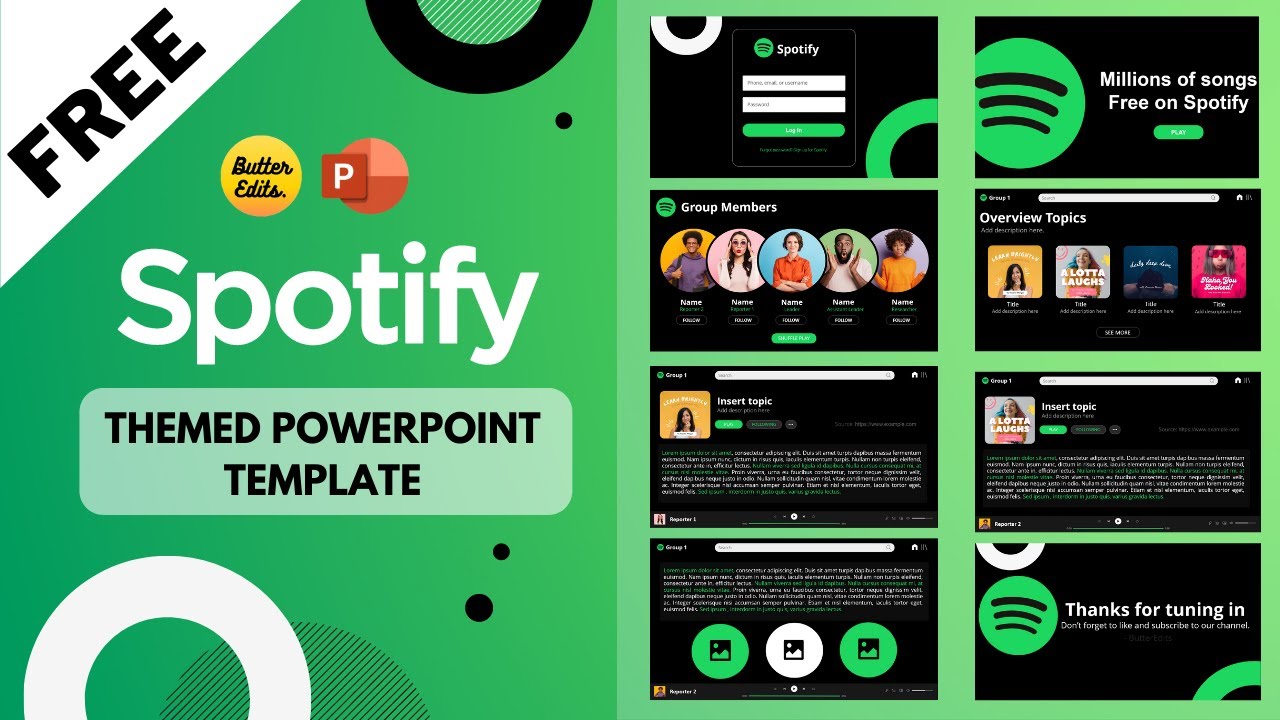 FREE‼ Spotify Themed PowerPoint Template | Animated PowerPoint Template | Academic Presentation