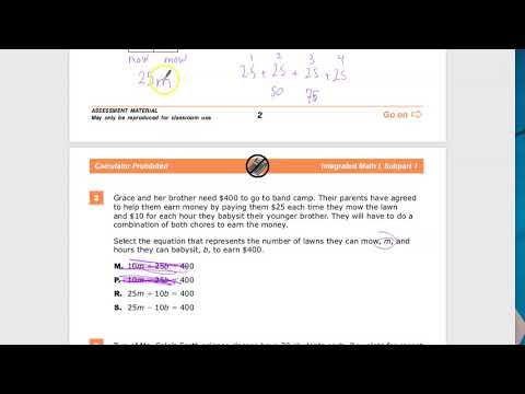 Question 2 - Integrated Math 1 (Question 2 - Algebra 1)- TNReady Practice Test