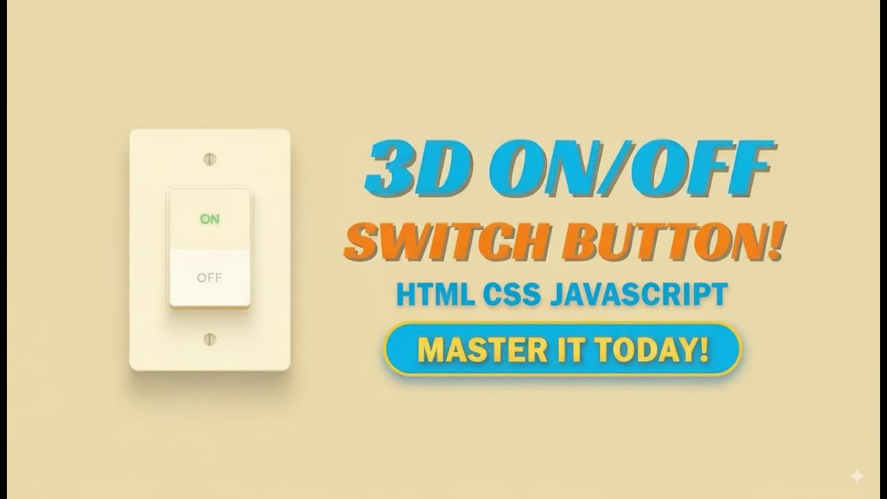 ✨ 3D Toggle Switch Button Tutorial | HTML CSS JavaScript | Neumorphism UI Design