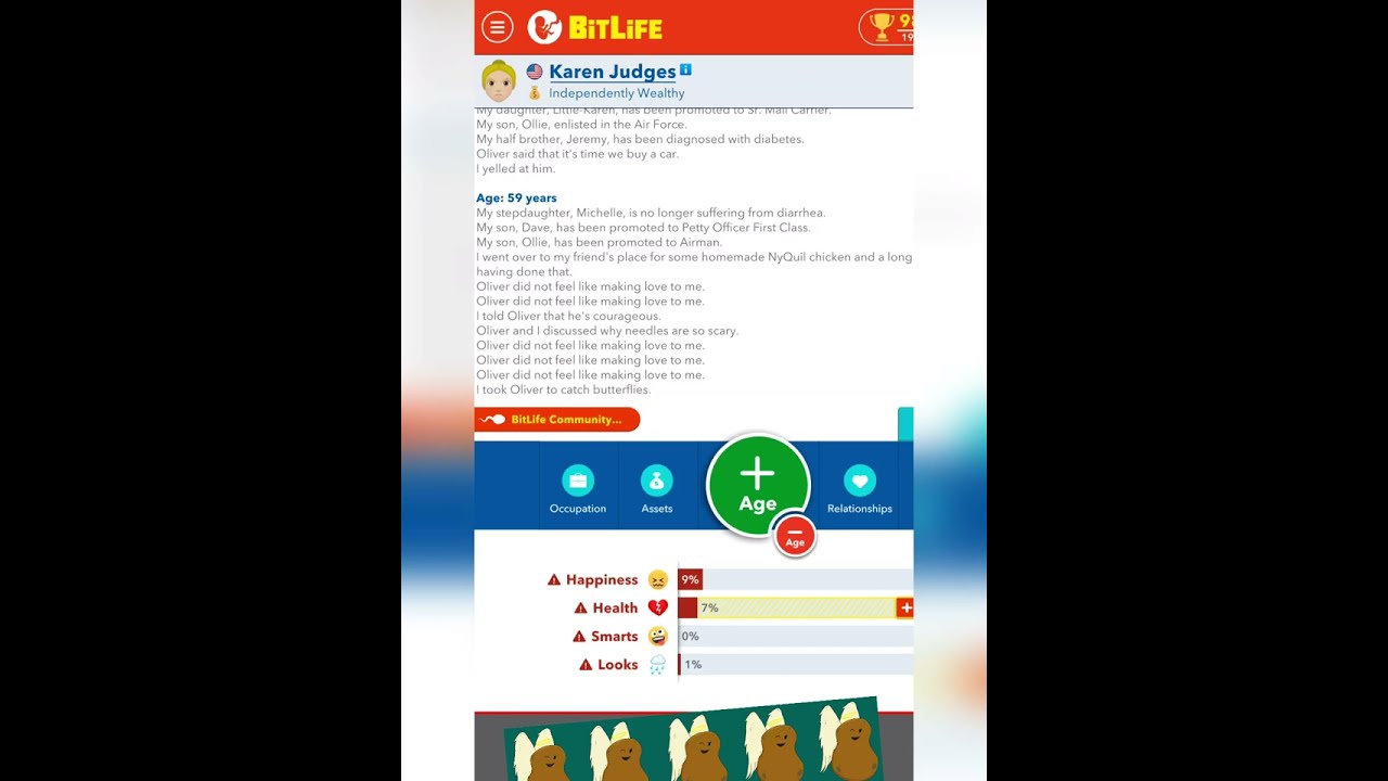 Got Struck by Lightning coz I played as Karen in BitLife