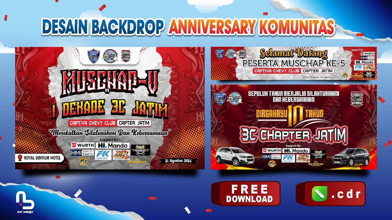 Desain Banner Backdrop Anniversary Komunitas - Banner Touring (Free CDR) - #nurdesigns
