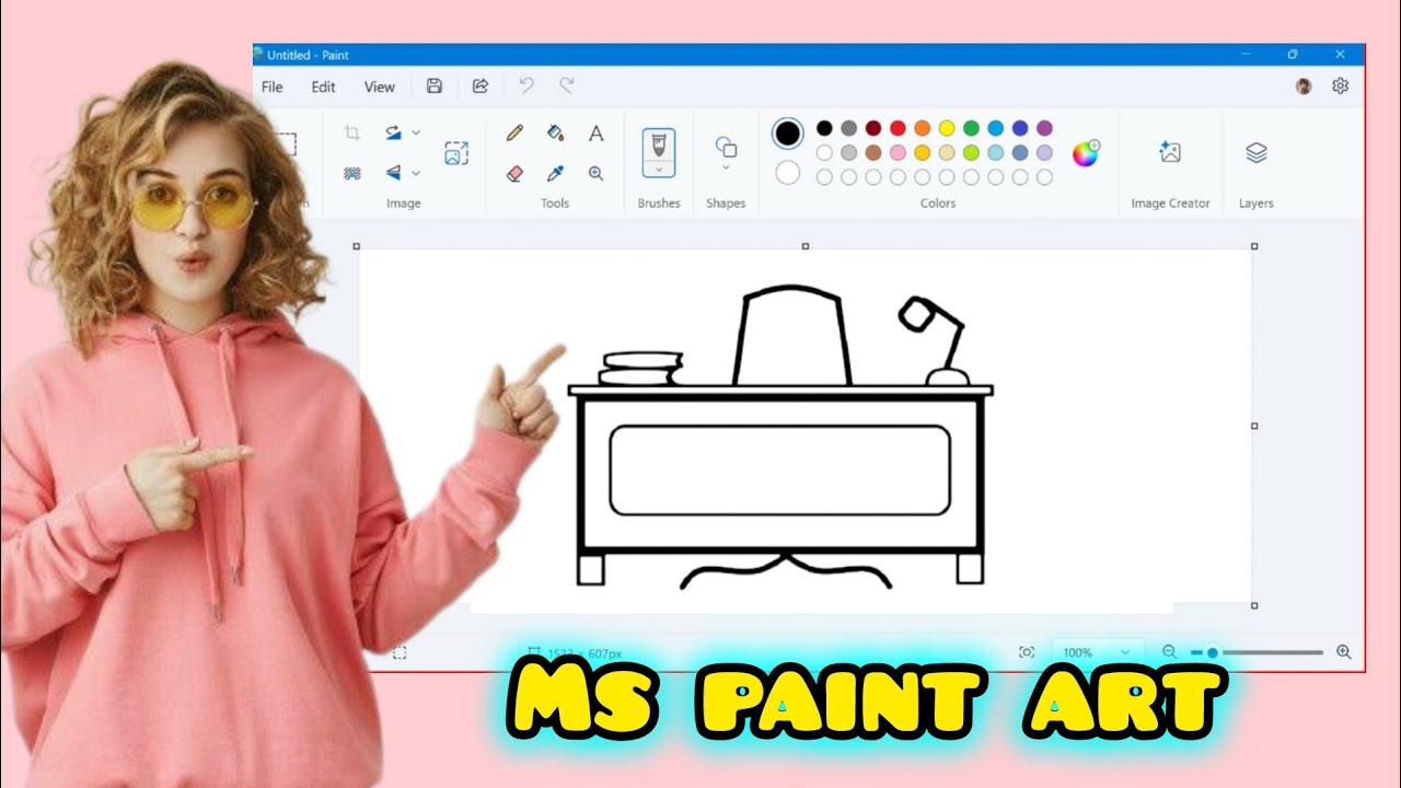 HOW TO DRAW OFFICE DESK CLIPART | MS PAINT ART | CLIPART #4