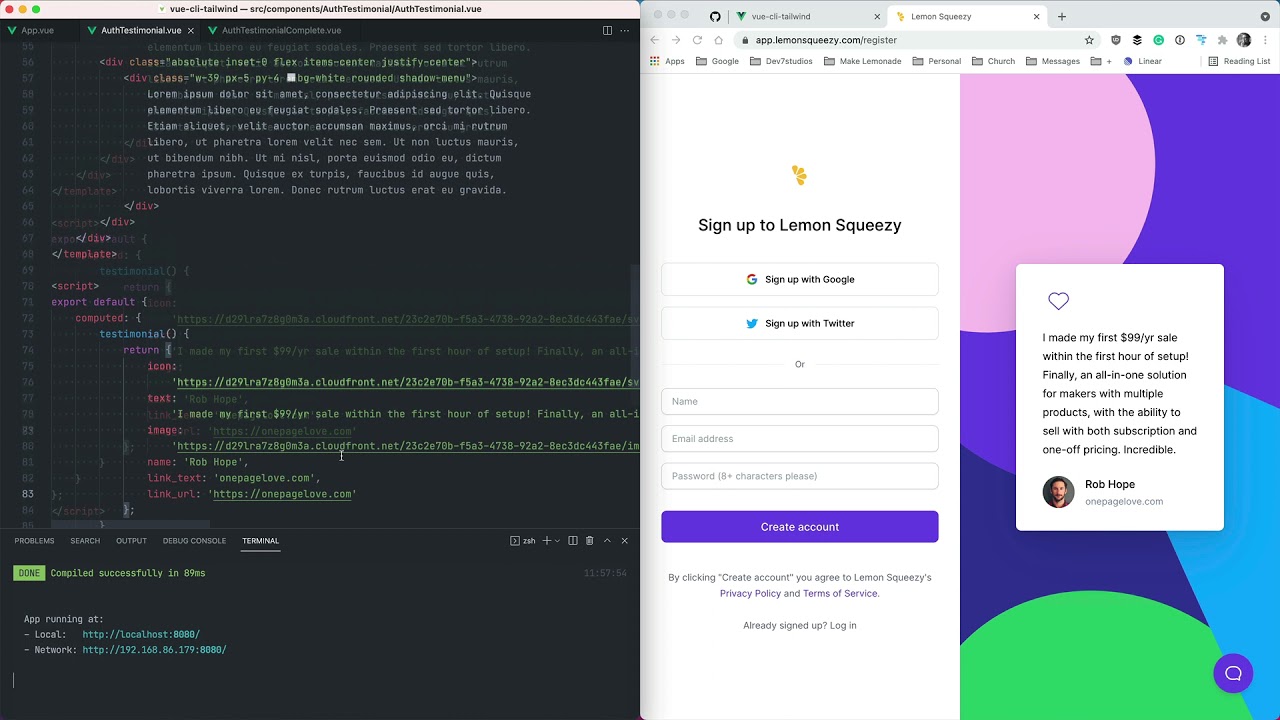 Building a testimonial component using Vue.js + Tailwind CSS