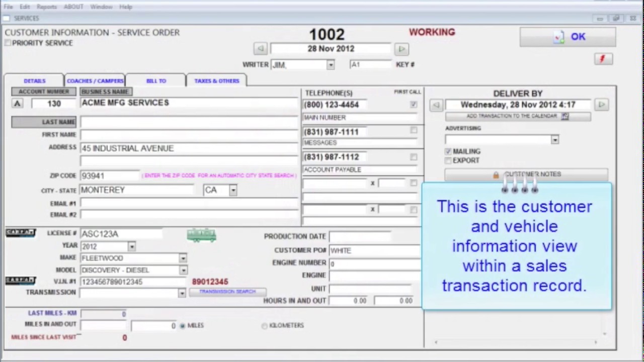 RV Invoice Writer Demo