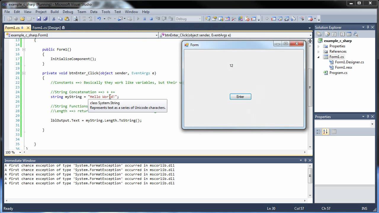 C#.Net Tutorial 5 - Constants, Strings, and String Functions