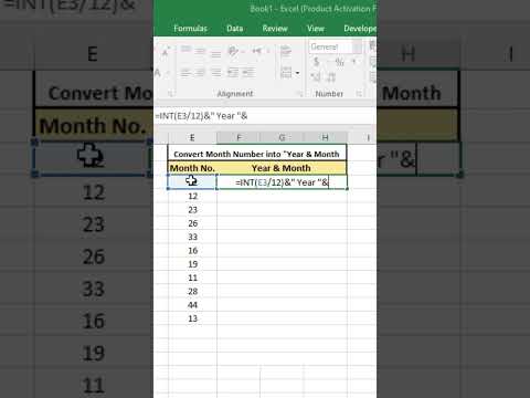 convert number into year & month in excel