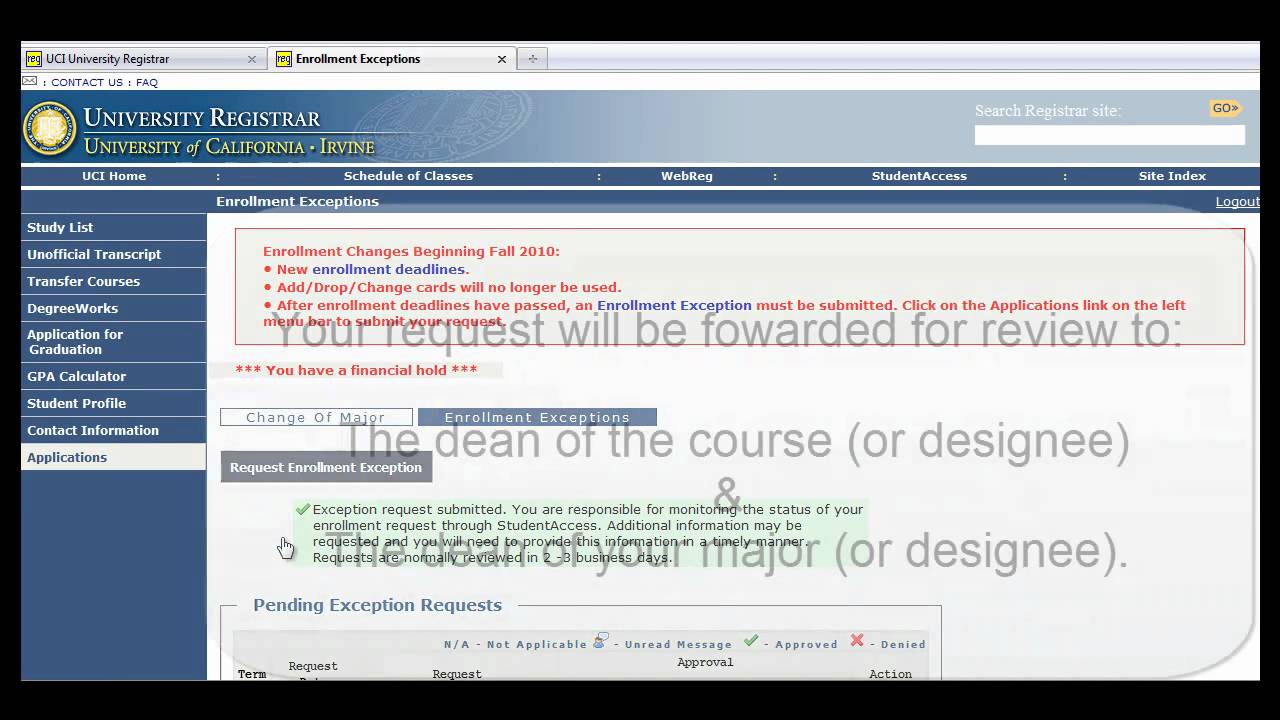 (Deprecated) Enrollment Exception Tutorial - Dropping a Class