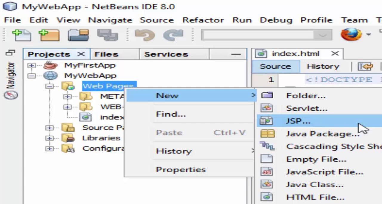 How to create JSP file in Netbeans