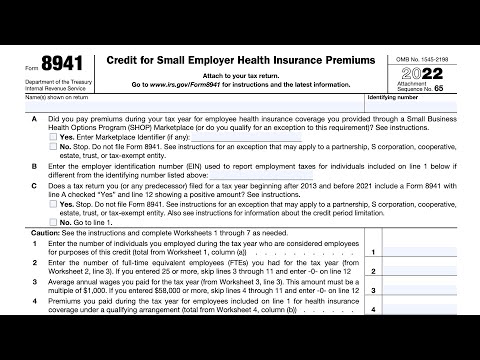 IRS Form 8941 walkthrough (Credit for Small Employer Health Insurance Premiums)