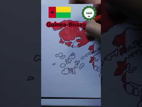 Guinea Bissau flag map drawing | Desenho do mapa da bandeira da Guiné-Bissau
