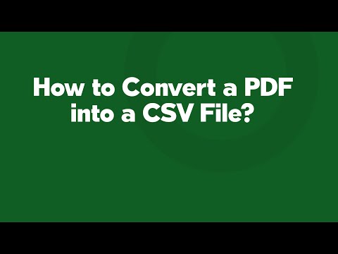 How to Convert a PDF into a CSV File?