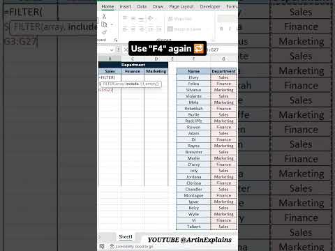 Filter Function in Excel ! #formula #shortsvideo #exceltips #excel #shorts #asmr