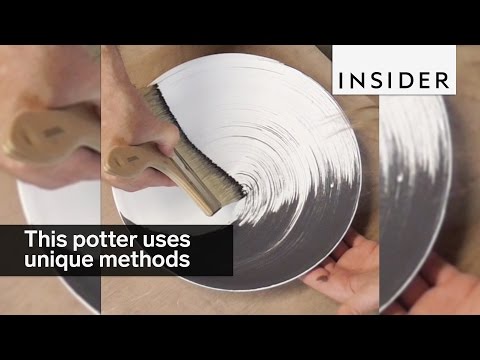 This artist uses unique methods to paint his pottery