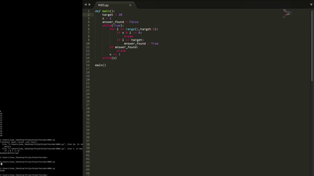 Python Beginner tutorial series using project Euler #5 - Smallest Multiple