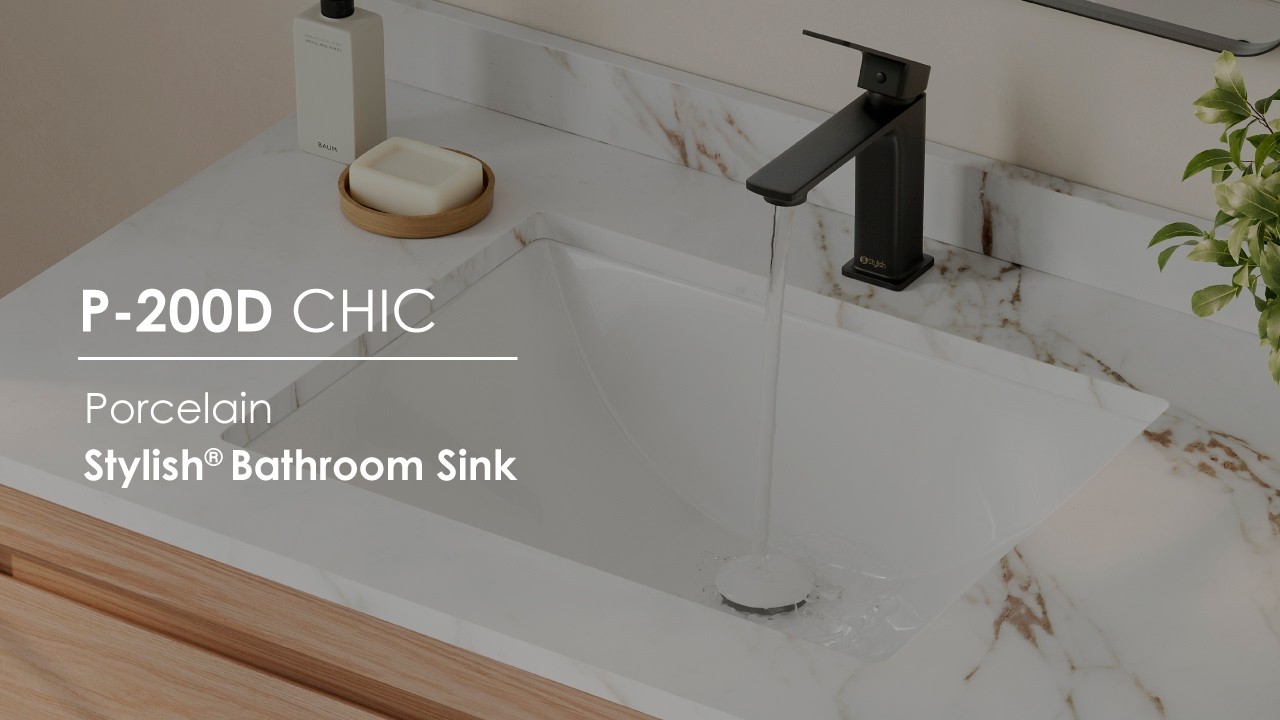 P-200D - CHIC | White Porcelain Undermount Bathroom Sink  | Stylish