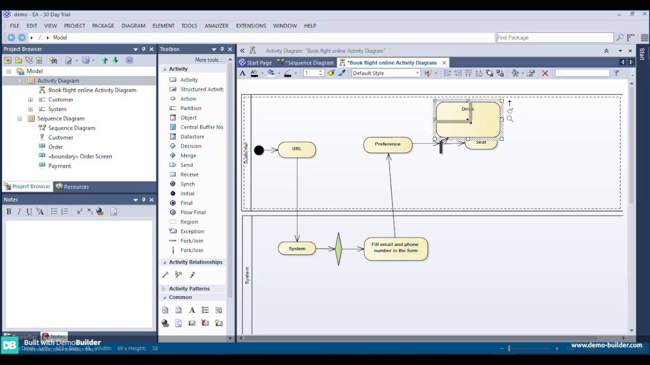 Book Flight Online Activity Diagram