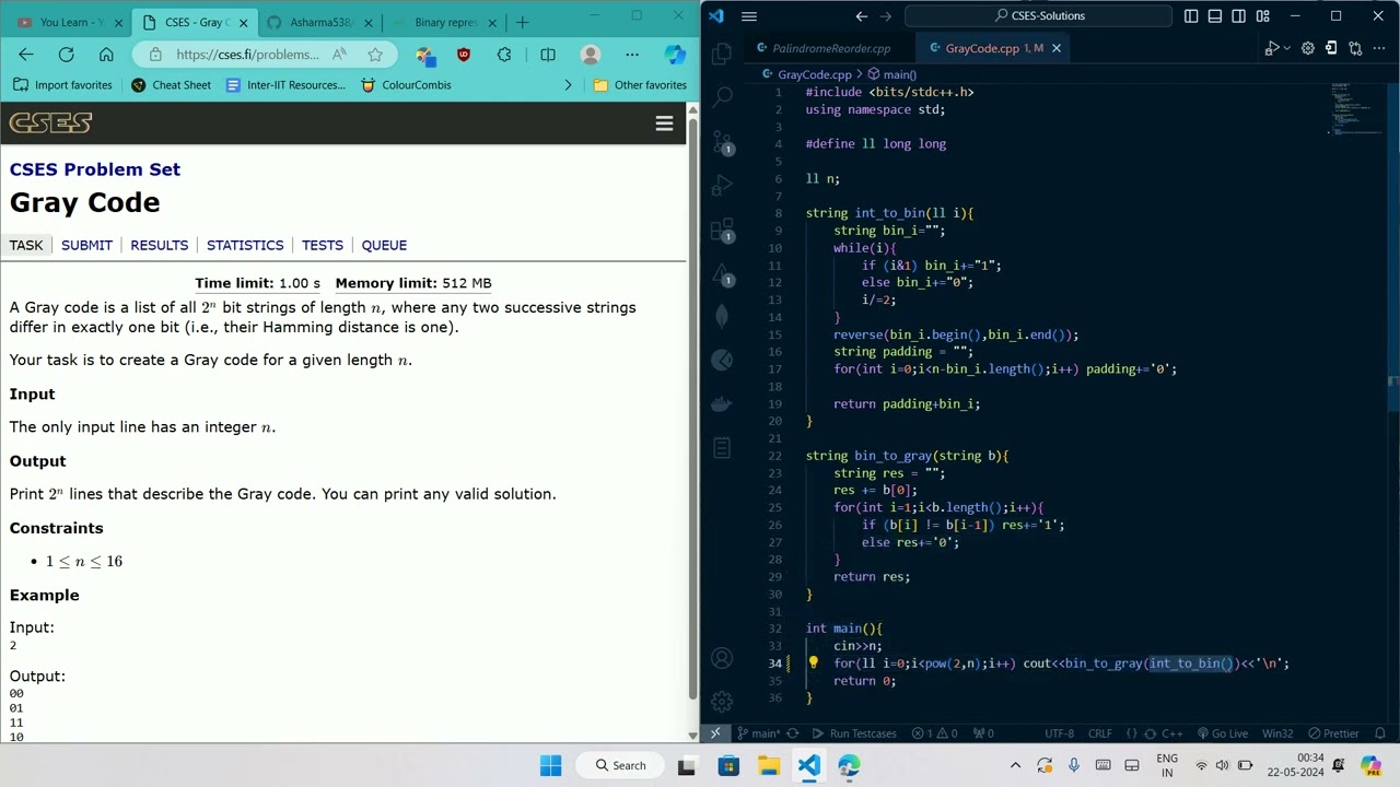 CSES - Gray Code | CSES Solutions | CSES Problem Set - Introductory Problems