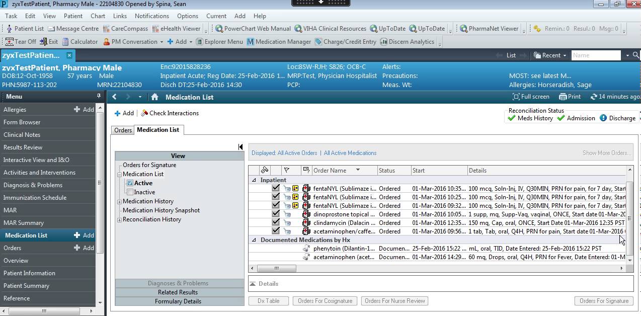 New Powerchart platform for Pharmacists