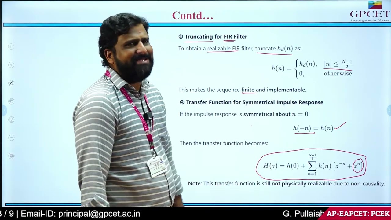 FIR Filter Design using Fourier Series Method | Dr. B. Ravi Chandra Sir | DSP Lecture