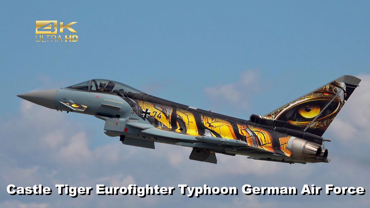 Castle Tiger Eurofighter Typhoon German Air Force 30+74 New Tiger Livery in action at ETSN