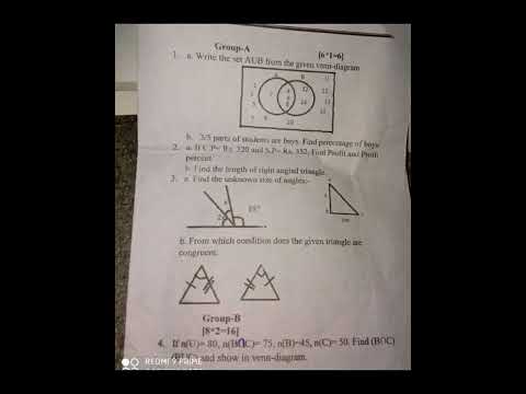 Ble Final examination questions of class 8 math