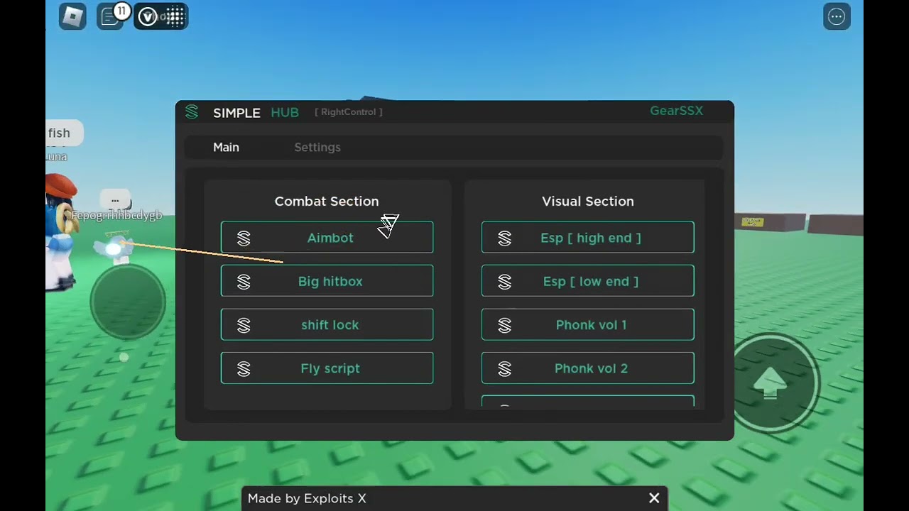 Roblox fe script showcase (simple hub)